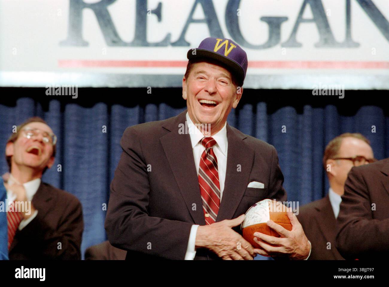 President Ronald Reagan at a Reagan Bush 1984 Campaign Rally Receiving ...
