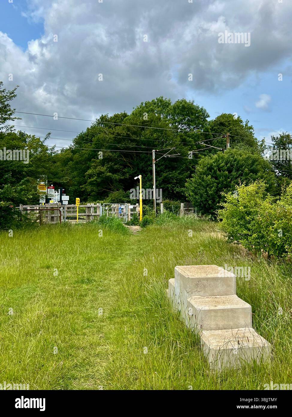 A gated pedestrian and horse rider railway crossing at Thornham Magna ...