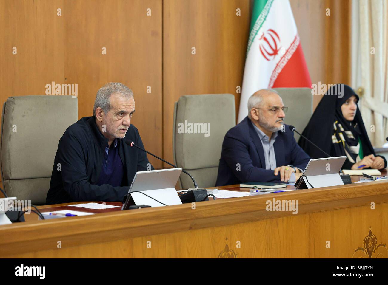 Iranian President, Masoud Pezeshkian, chairs a cabinet meeting Iranian ...