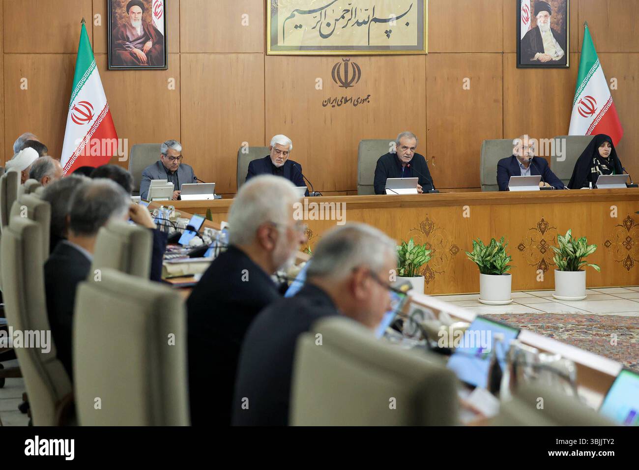 Iranian President, Masoud Pezeshkian, chairs a cabinet meeting Iranian ...