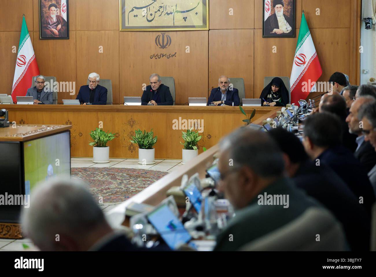 Iranian President, Masoud Pezeshkian, chairs a cabinet meeting Iranian ...