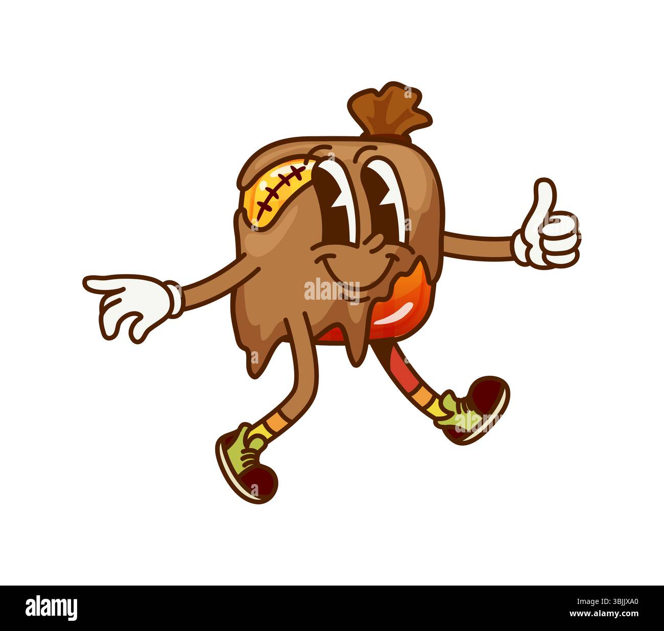 Cartoon groovy Halloween sweet candy monster character. Isolated vector ...