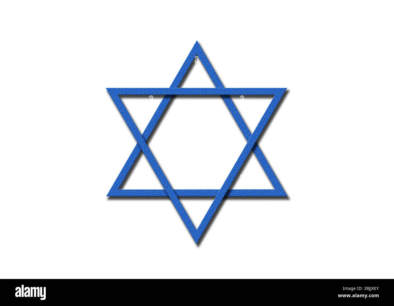 blue star of david on a white background. star of David triangle ...