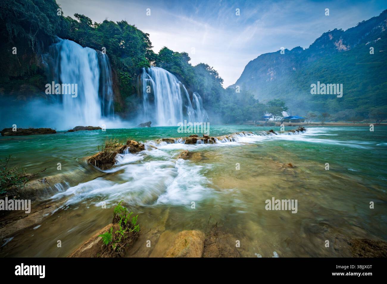 Ban Gioc waterfalls,also known as Detian waterfalls, a famous cross ...