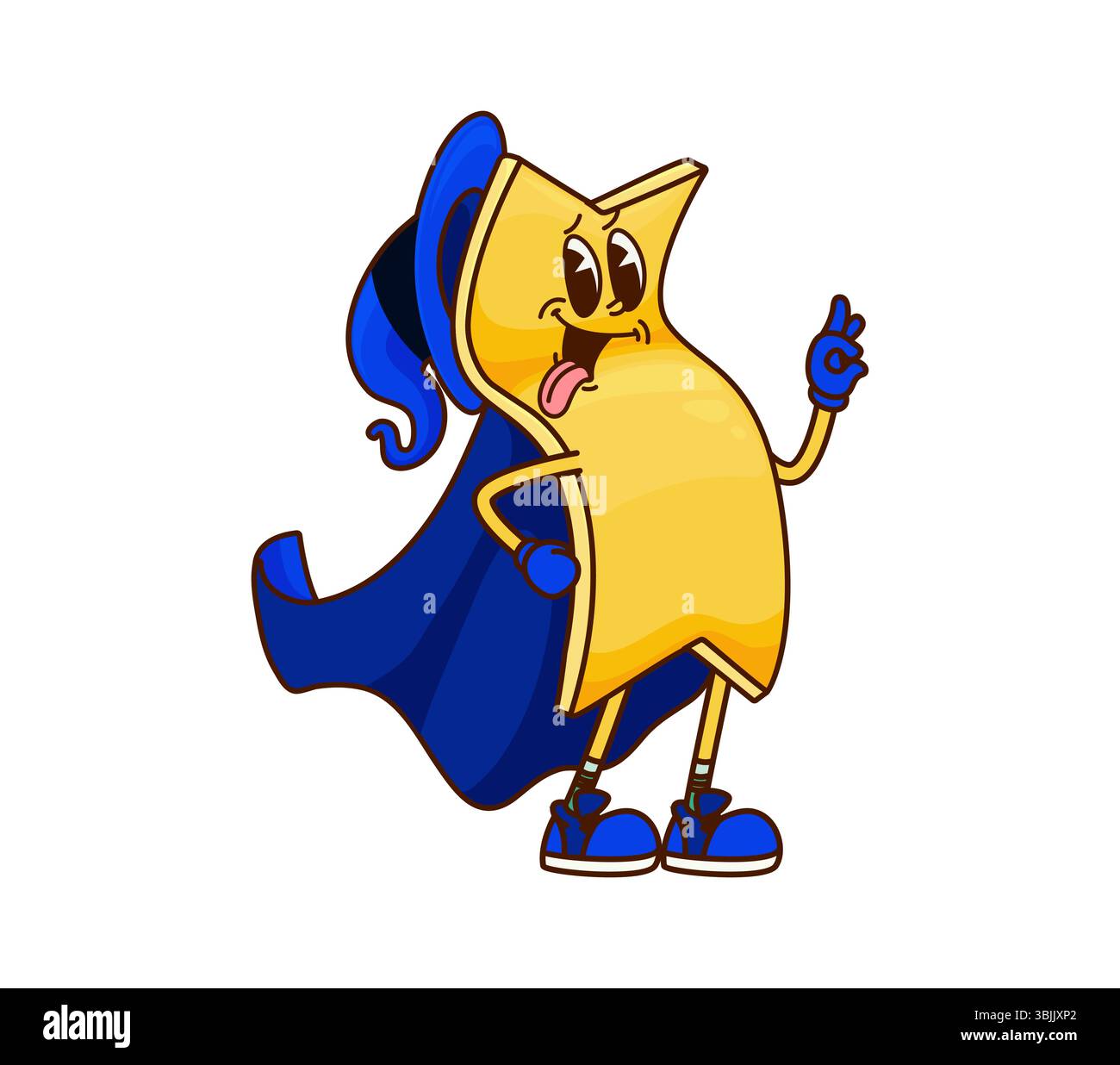 Cartoon groovy Halloween pasta mage character with funny face, vector ...