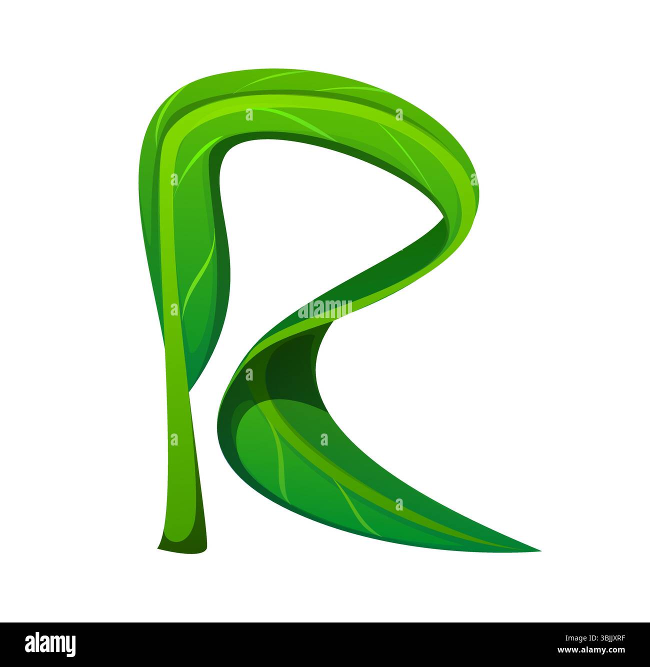 Nature green leaf font letter R. Environment green leaf typeface letter ...