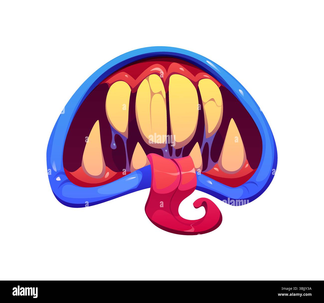 Halloween scary drool monster grin jaw with tongue. Halloween scary ...