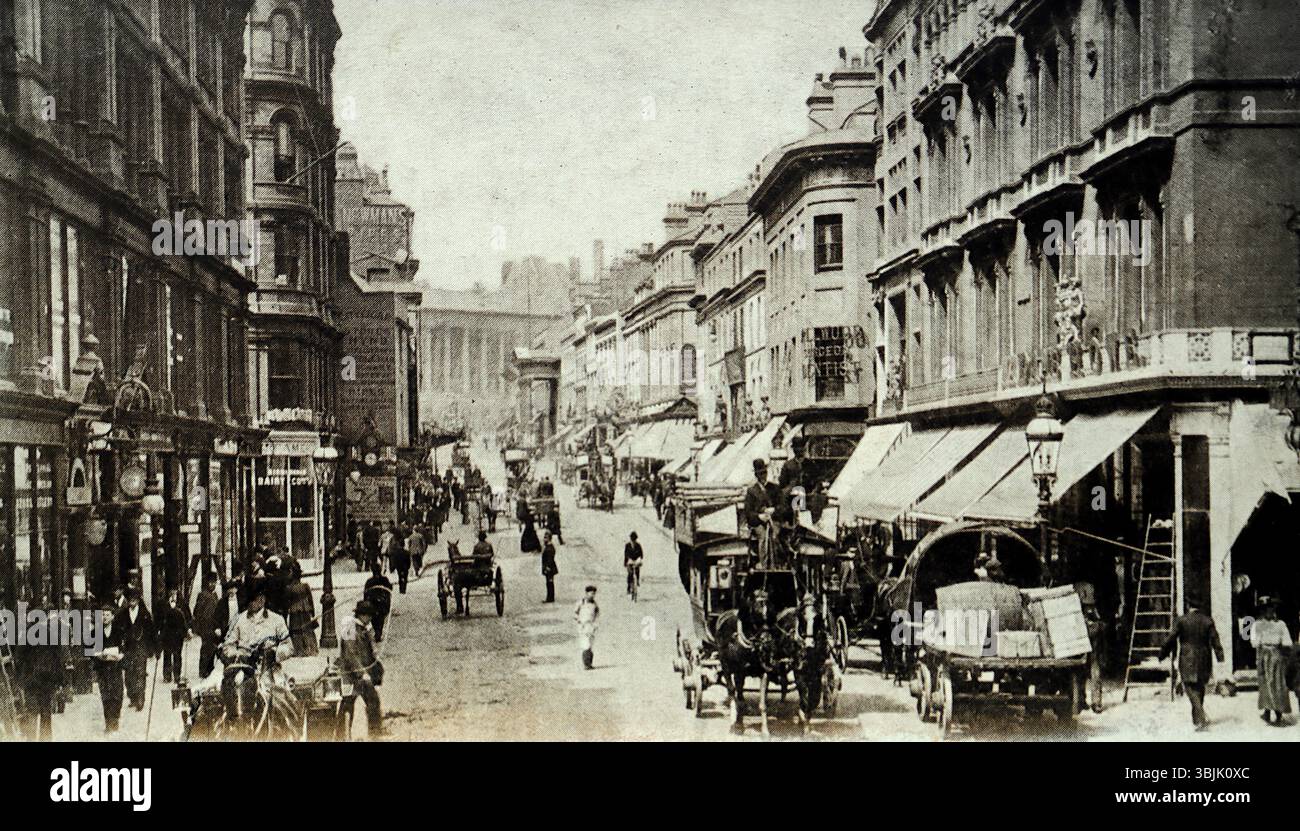 New Street, Birmingham, around 1902. A bustling Victorian street scene ...