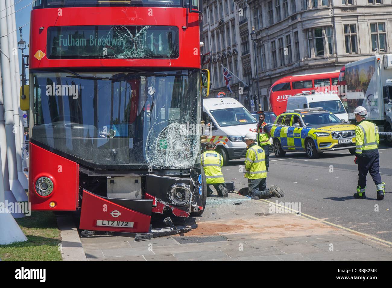 London, UK. 16 June 2025. Police and emergency services at the scene ...