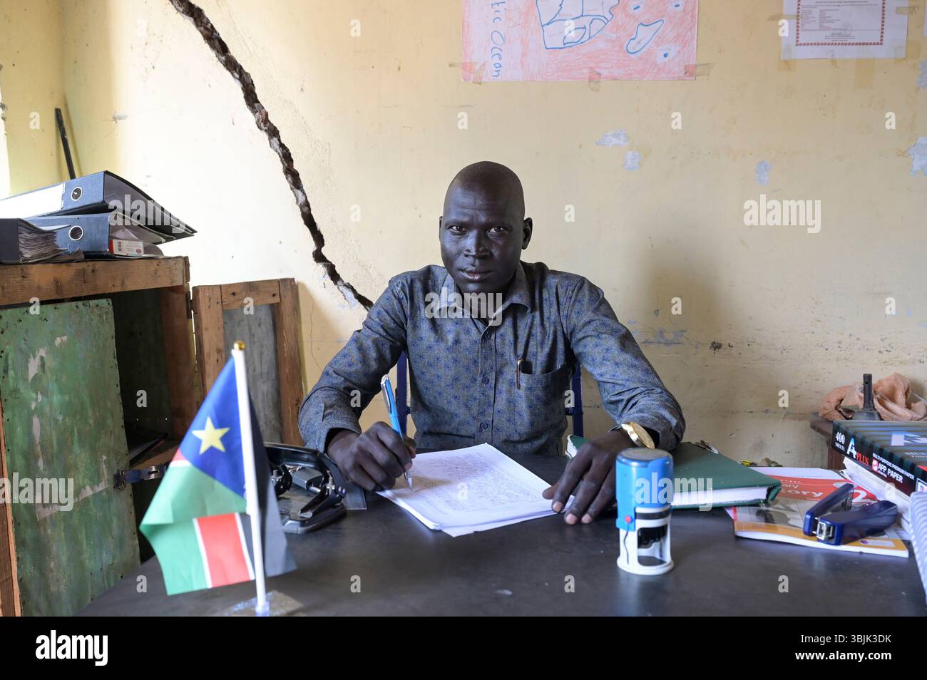 SOUTH SUDAN, Upper Nile state, town Renk, government school with broken ...
