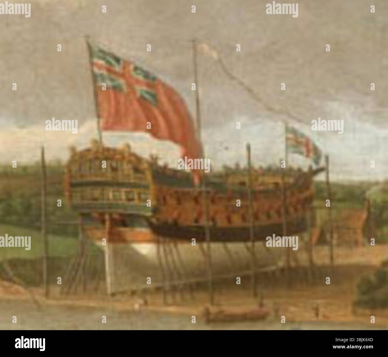 'Launch of a Fourth Rate on the River Orwell' by John Cleveley the ...