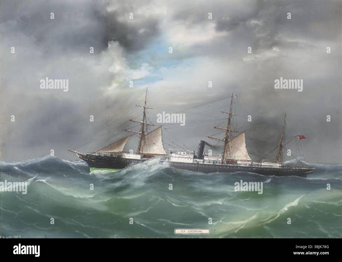 *S.S. Lusitania in Rough Seas* by Antonio de Simone (1851–1907) is a ...