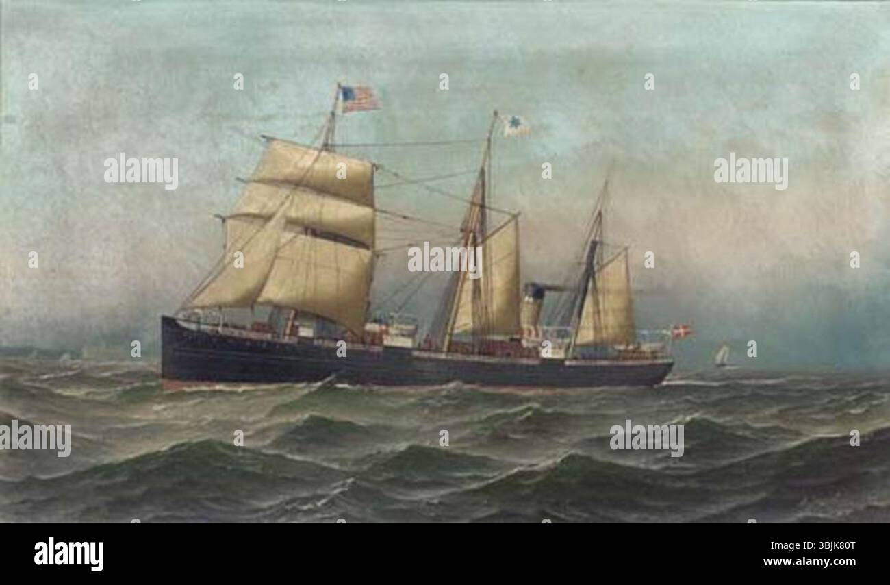 *Hekla* (1884) by Antonio Jacobsen is a detailed painting of the ship ...