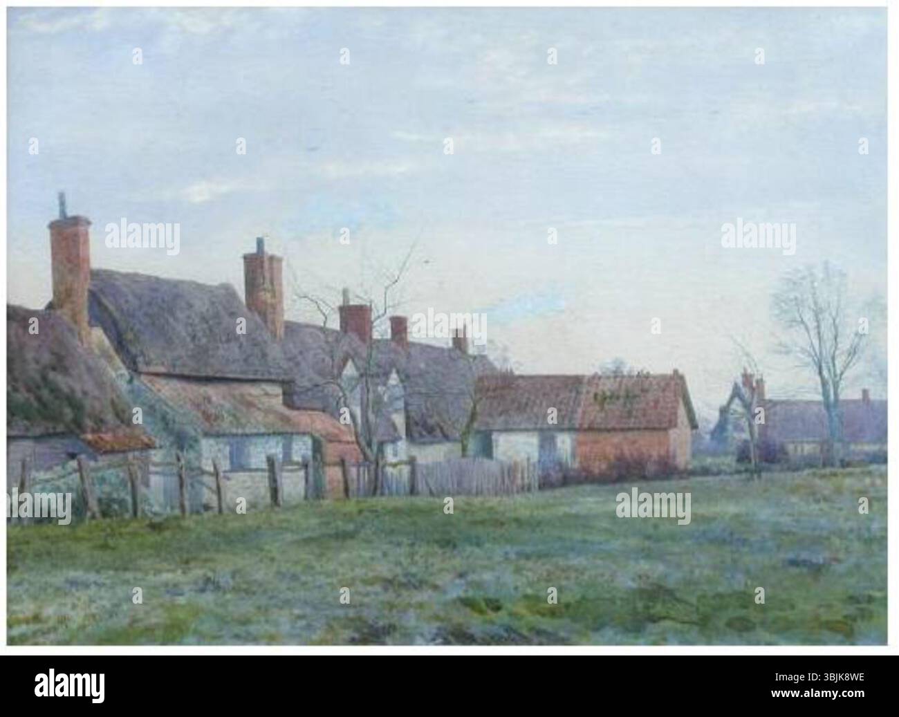 This watercolor painting by William Fraser Garden depicts cottages in ...