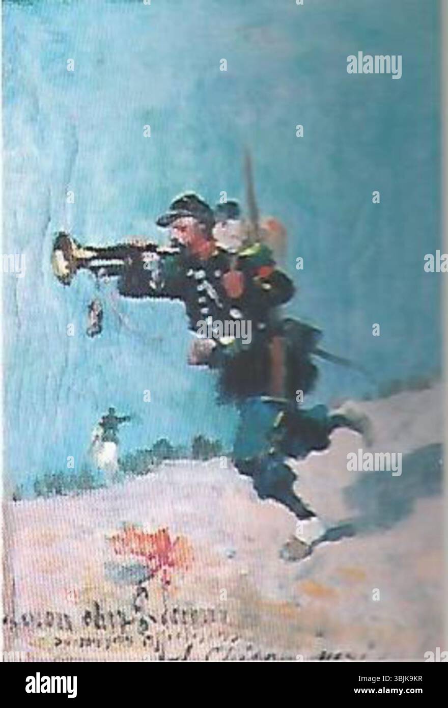 Alphonse Chigot created an oil painting depicting a French army bugler ...