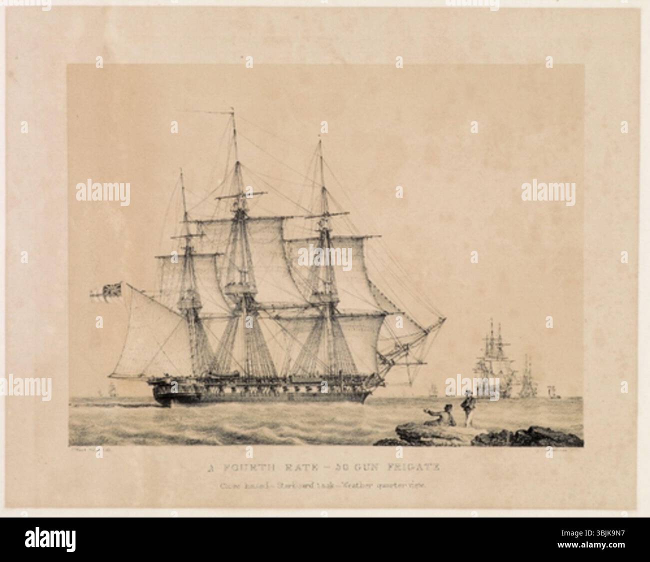 John Ward’s 1847 print of the H.M.S Vindictive, a Fourth Rate 50-gun ...