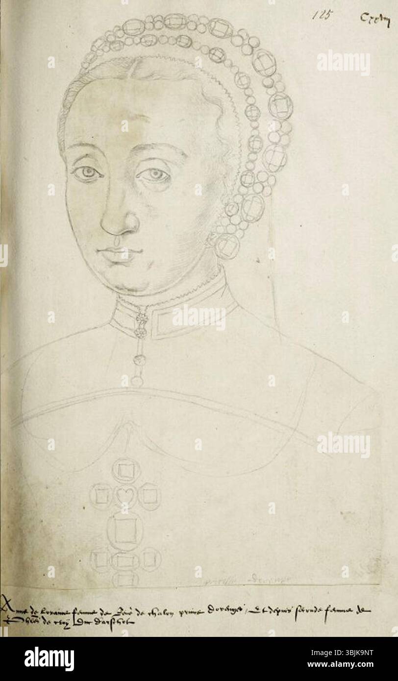 Jacques Le Boucq painted Anne of Lorraine, wife of Rene de Chalon ...
