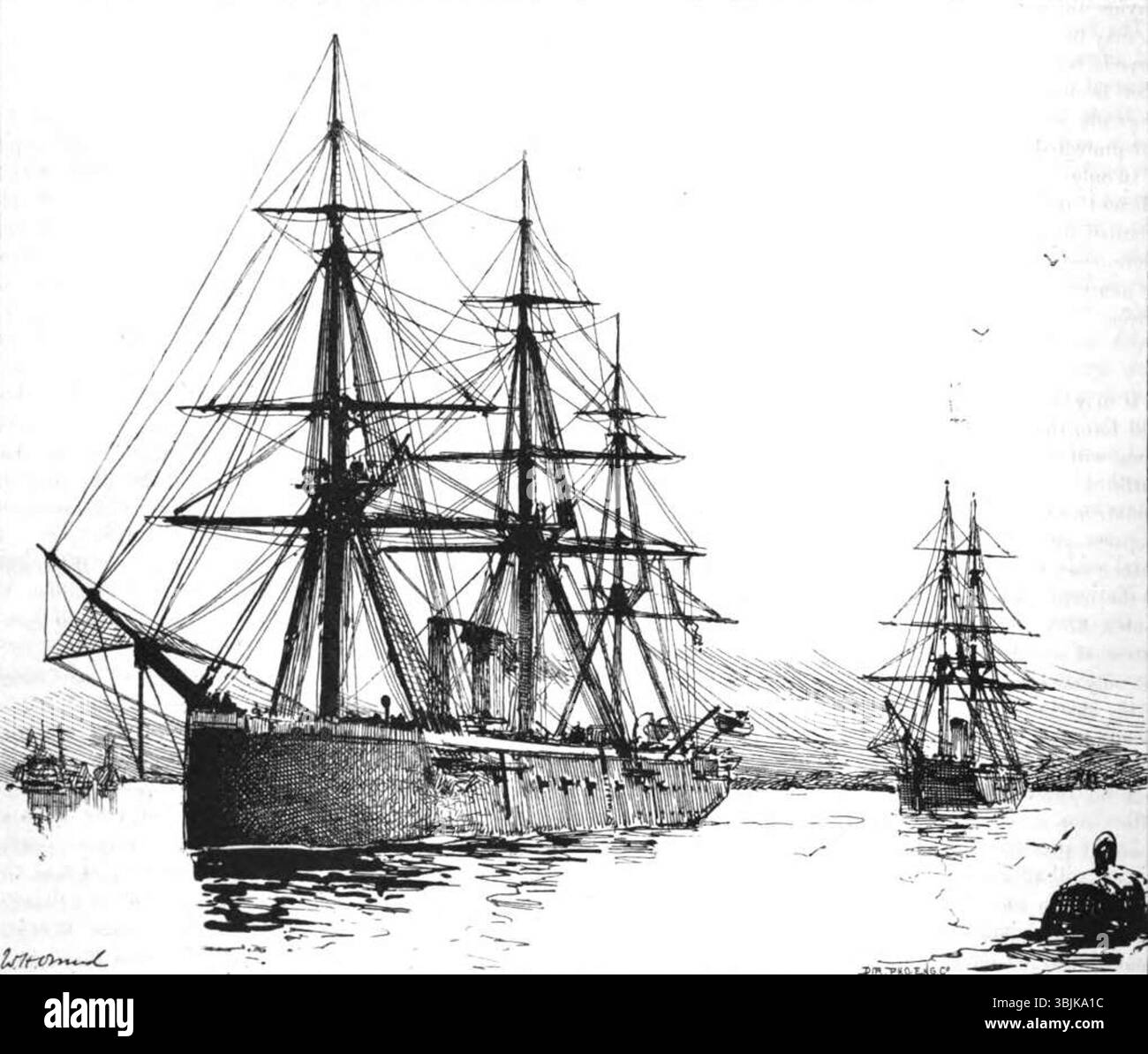 The image depicts the ironclad ship 'Bacchante,' which could achieve a ...