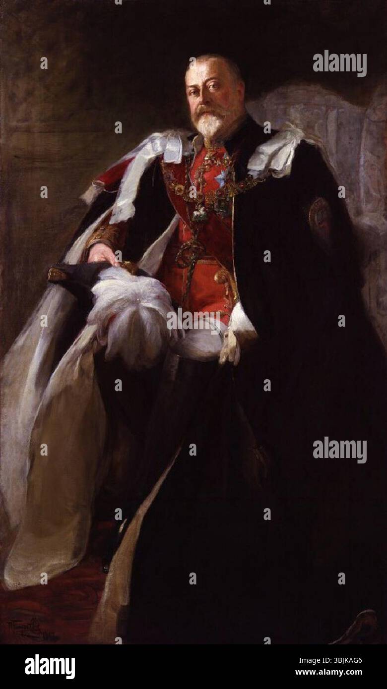 A 1907 oil on canvas portrait by Tennyson Cole depicting King Edward ...