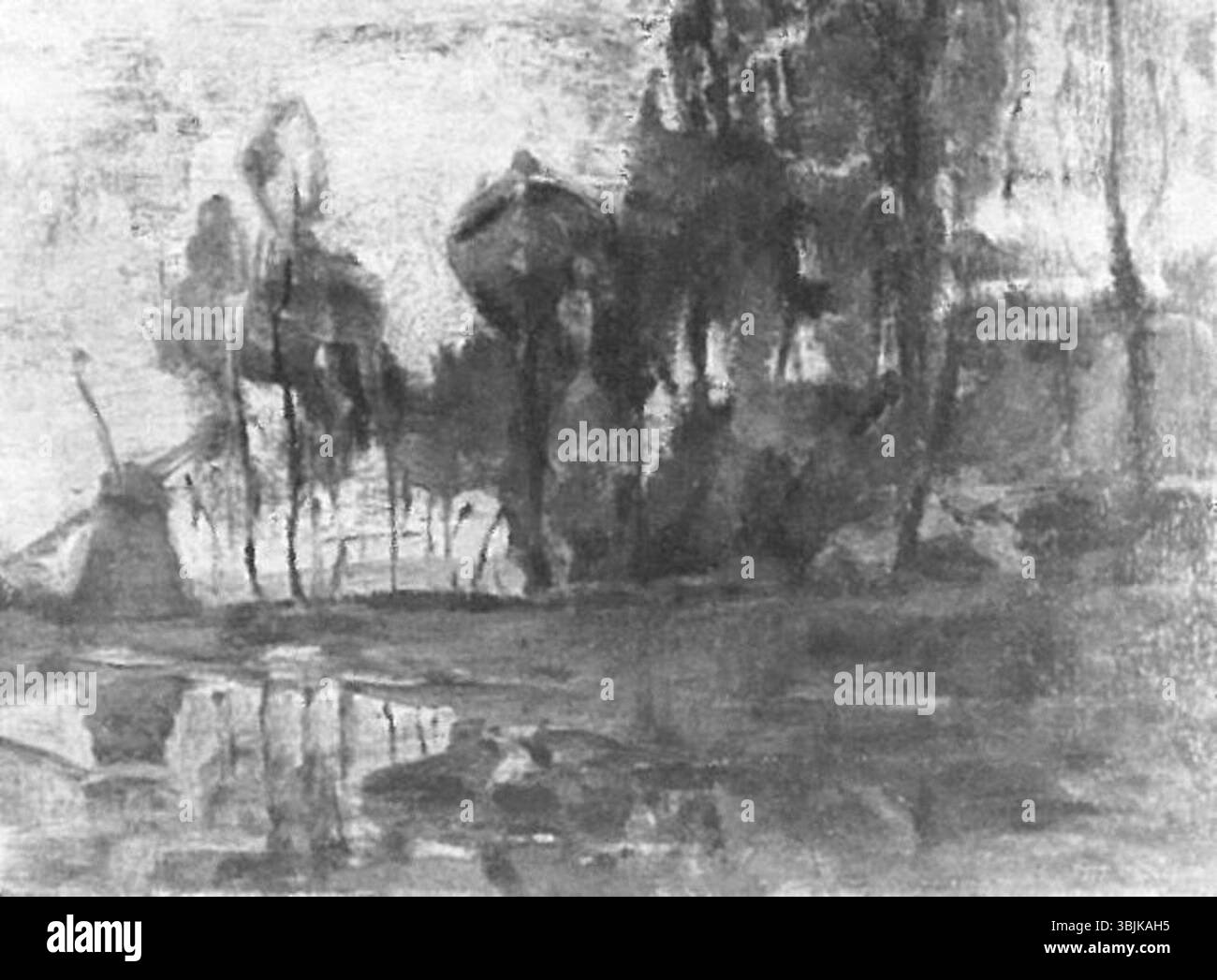 Impressionistic landscape painting Black and White Stock Photos ...