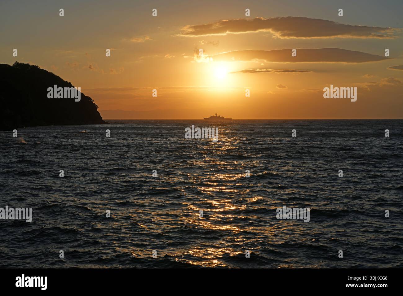 ENOSHIMA, JAPAN -4 NOV 2024- Sunset view of the Sagami Bay seen from ...