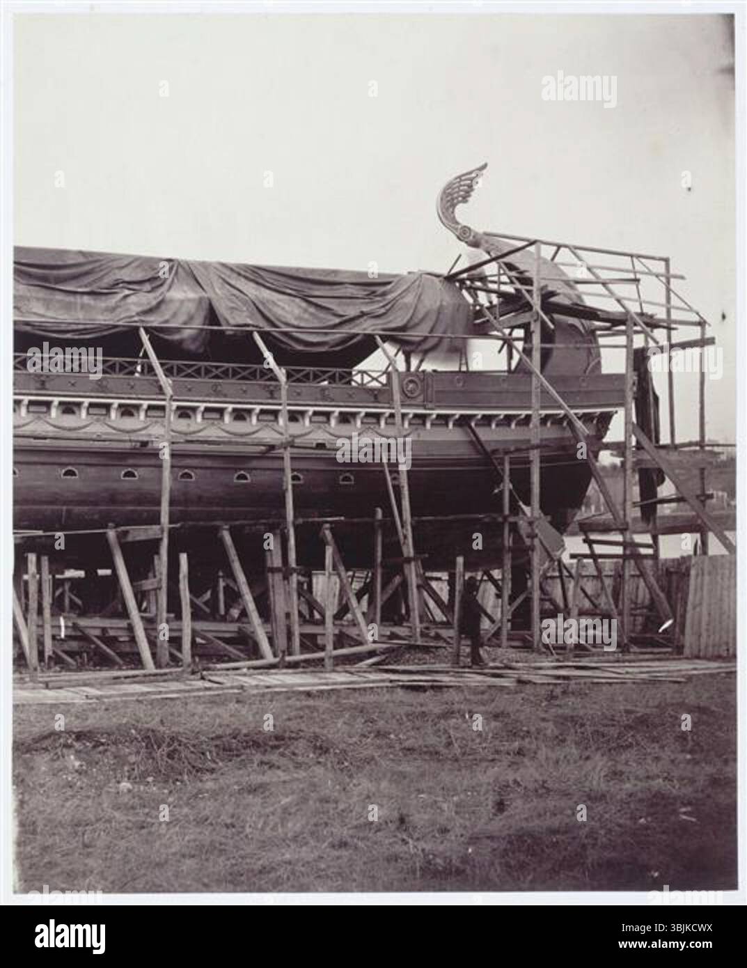 Olympe Aguado’s 1860 photograph captures the stern view of the Trireme ...