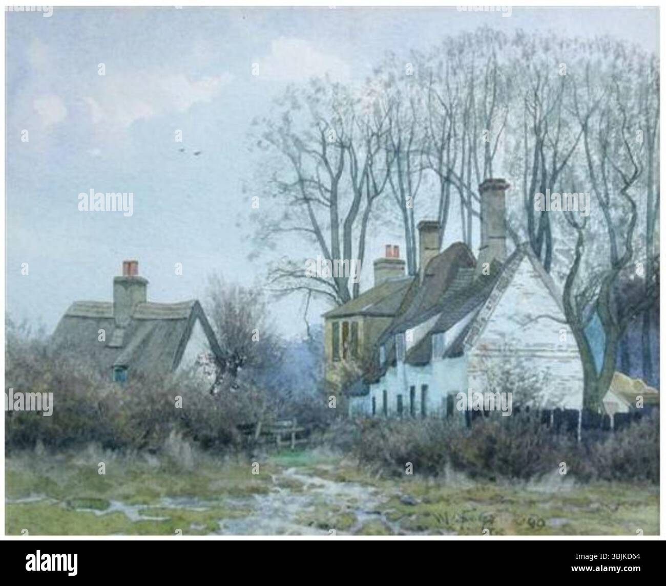 In this 1899 watercolor painting by William Fraser Garden, thatched ...