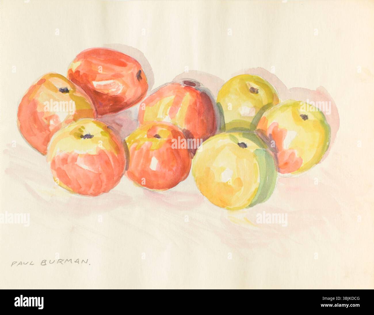 Paul Burman’s 'Visand õuntest' (Study of Apples) is a watercolor sketch ...