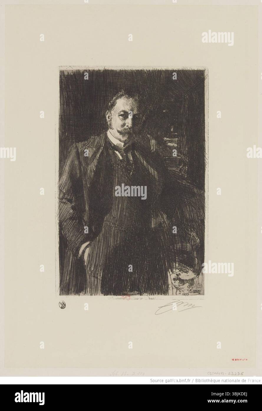 Anders Zorn (1860–1920) created a portrait etching of Edward R. Bacon ...