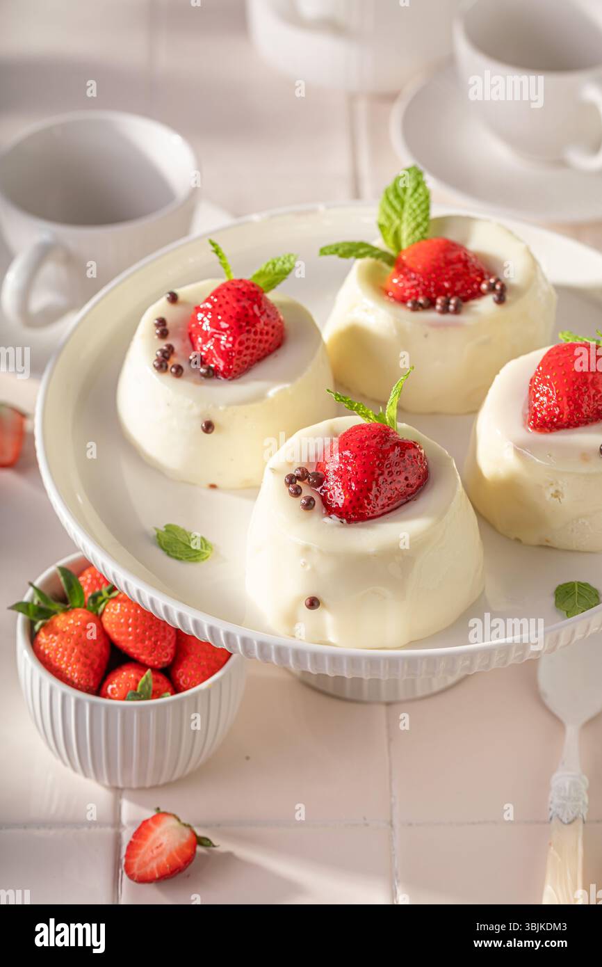 Homemade and delicious monoportion cheesecake flavored with berries and ...