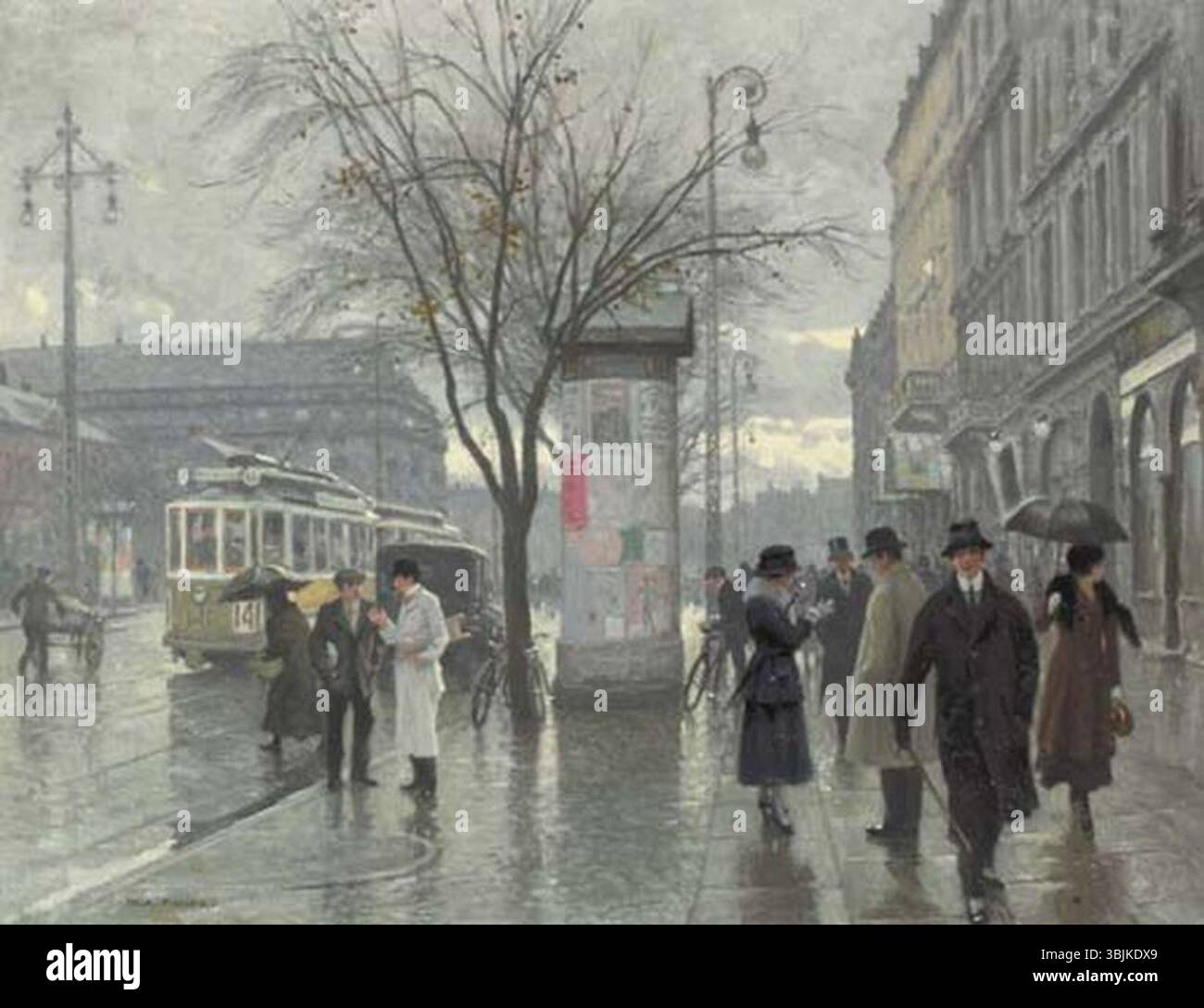 Paul Gustav Fischer (1860–1934) painted Vesterbrogade, Copenhagen, with ...