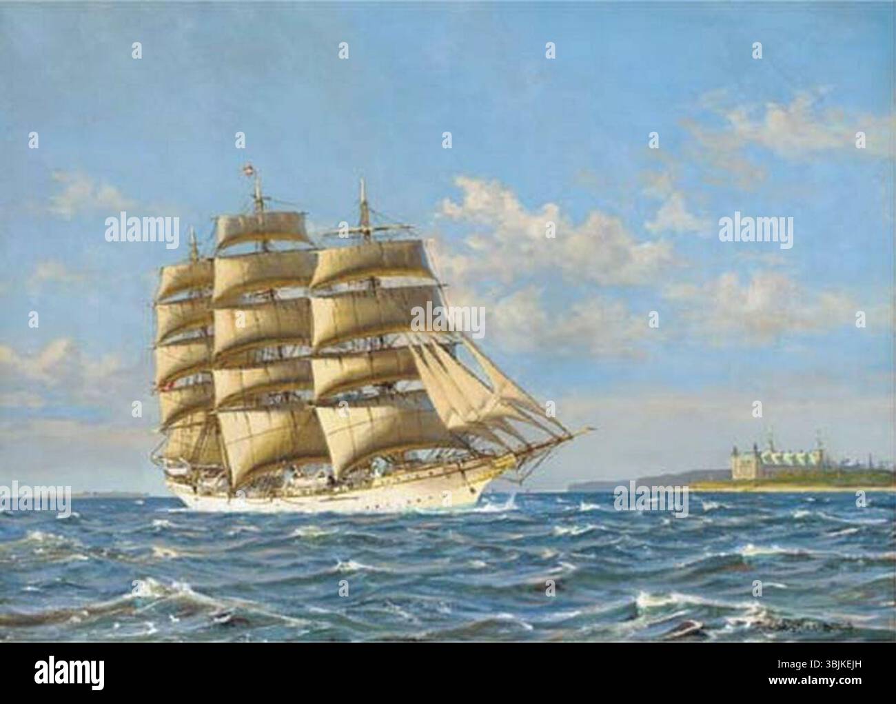 Painting by Christian Bogø depicting a fully rigged sailing ship near ...