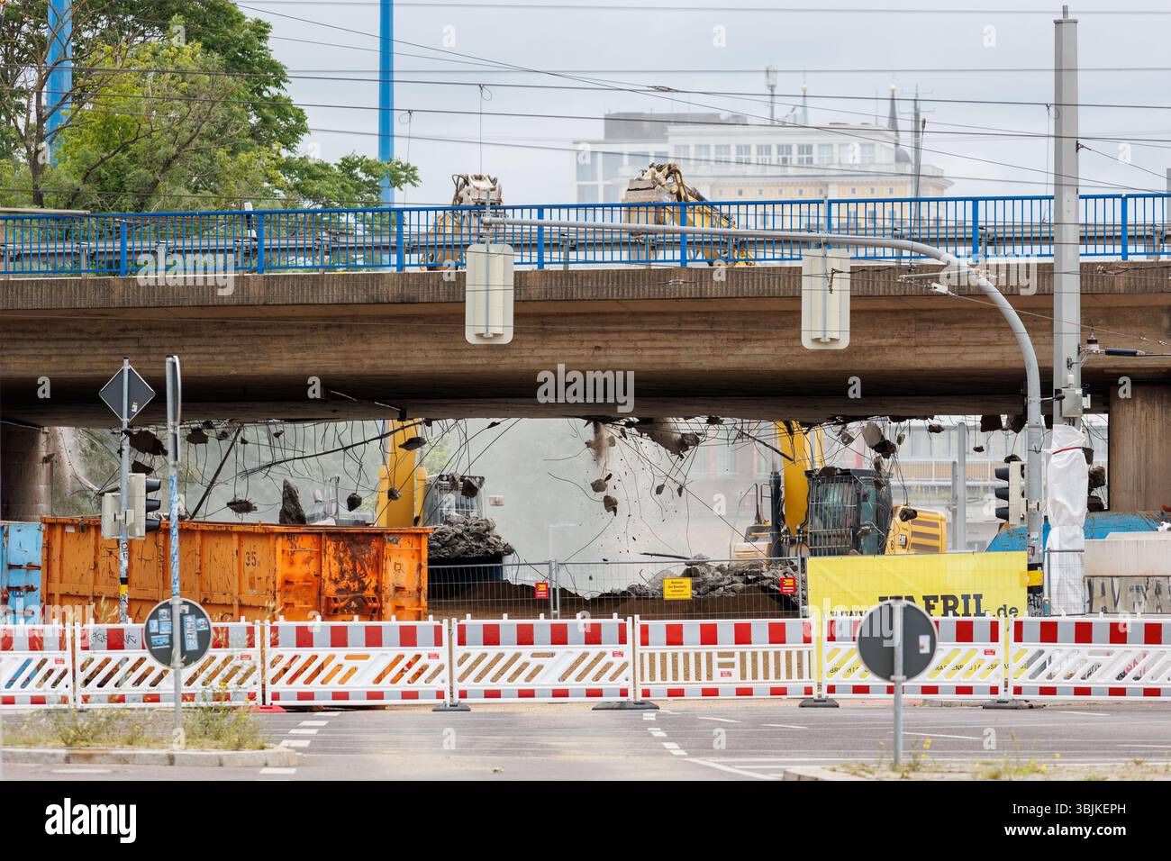 Magdeburg, Germany - 16th Juni, 2025: Bridge demolition in Magdeburg at ...