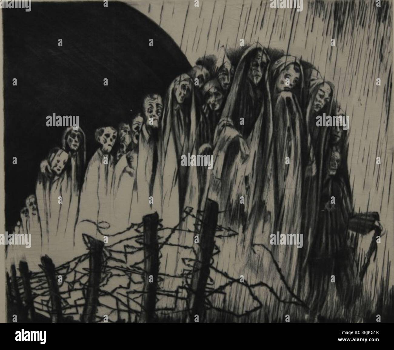 This etching by Fritz Lederer, created around 1946, depicts life and ...
