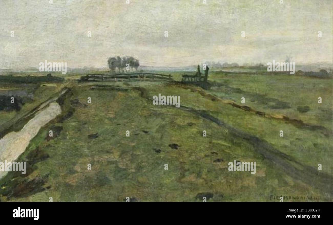 Piet Mondrian's 'Polder Landscape with Irrigation Ditch and Fence' from ...
