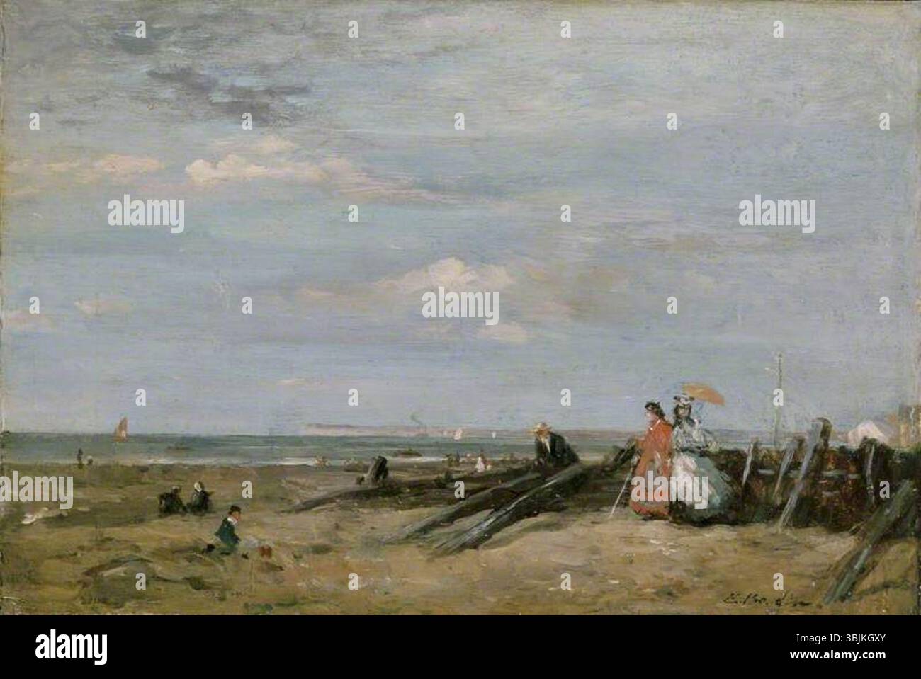 Boudin, Eugene Louis; A Beach Scene at Trouville; The Ashmolean Museum ...