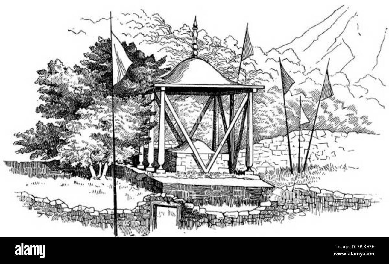 A depiction of the burial site of the Mehtars at Chitral, captured in ...