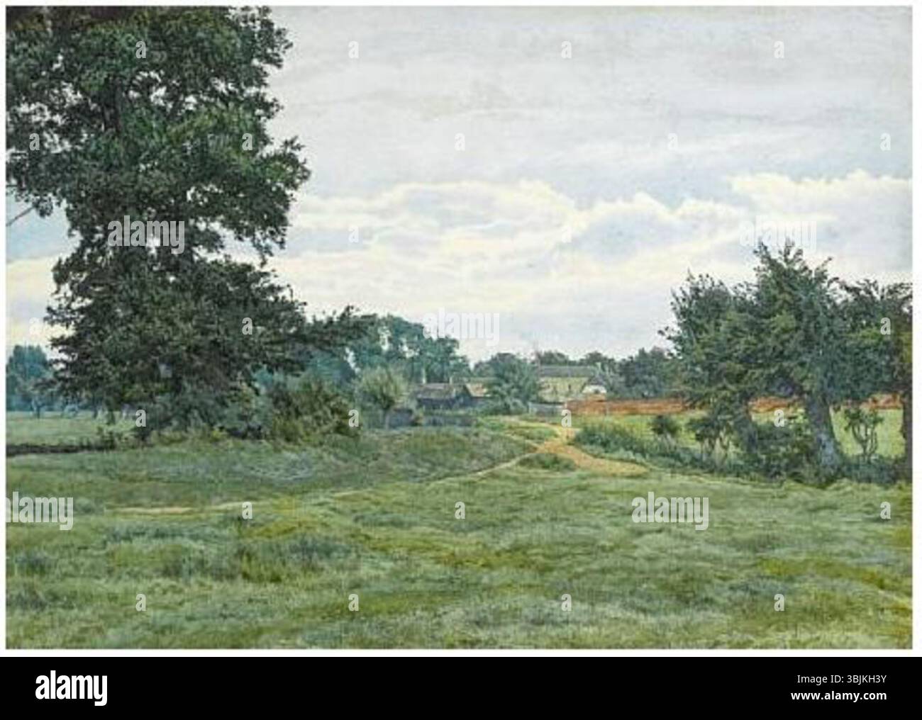 William Fraser Garden’s 1886 watercolor 'A village in the Fens' depicts ...