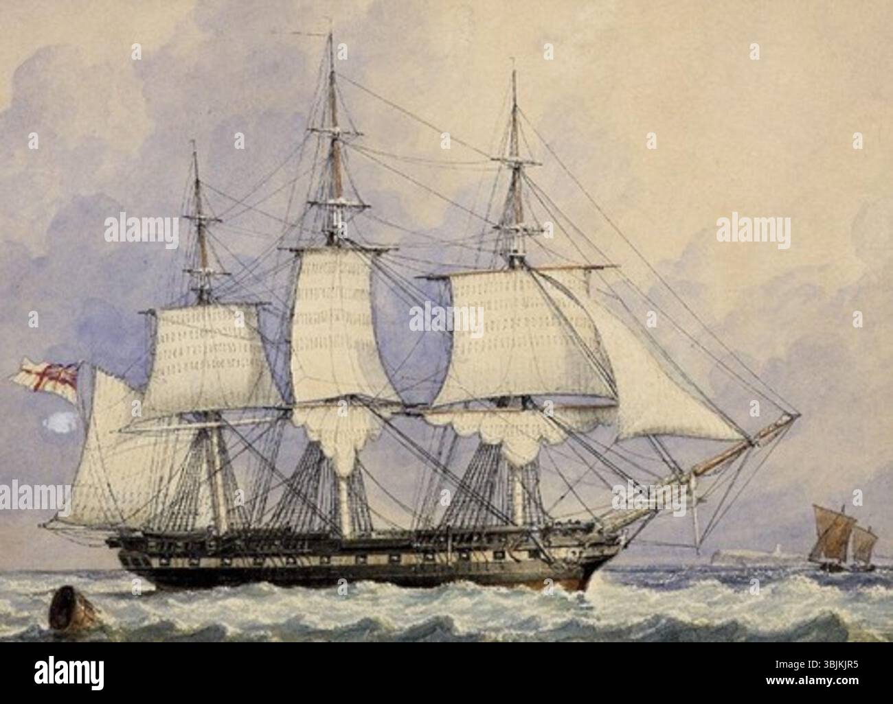 H.M.S. Pique is a 19th-century watercolor painting by John Ward ...