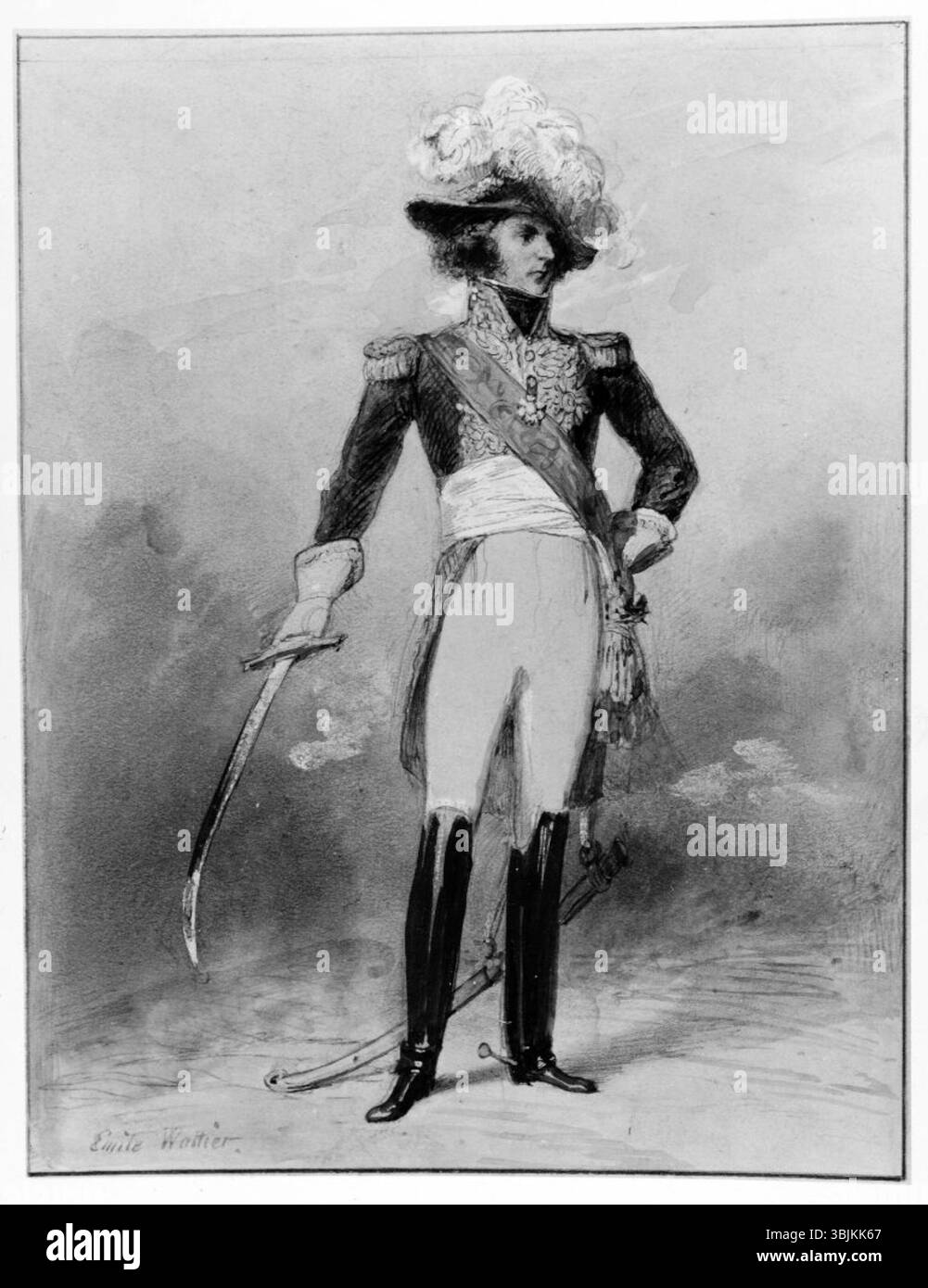 This oil painting by Emile Wattier (1800–1868) depicts General ...