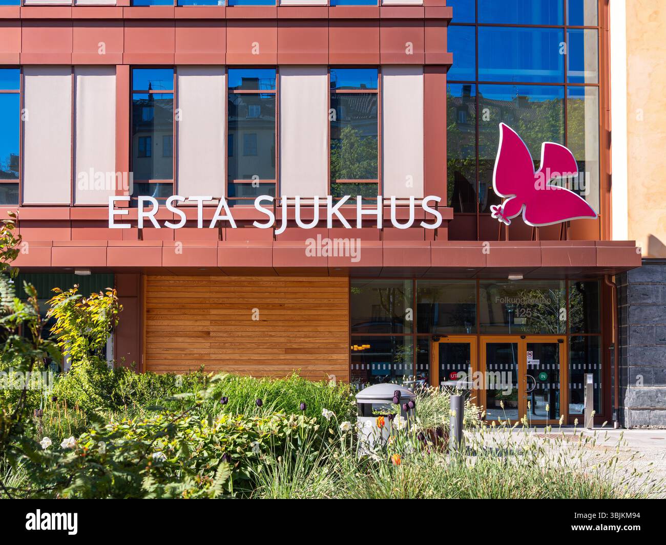 Stockholm, Sweden - May 11th 2025:A modern hospital building facade ...