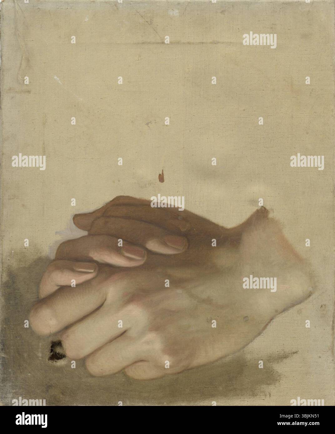 Carl Timoleon von Neff’s oil painting shows crossed hands up to the ...