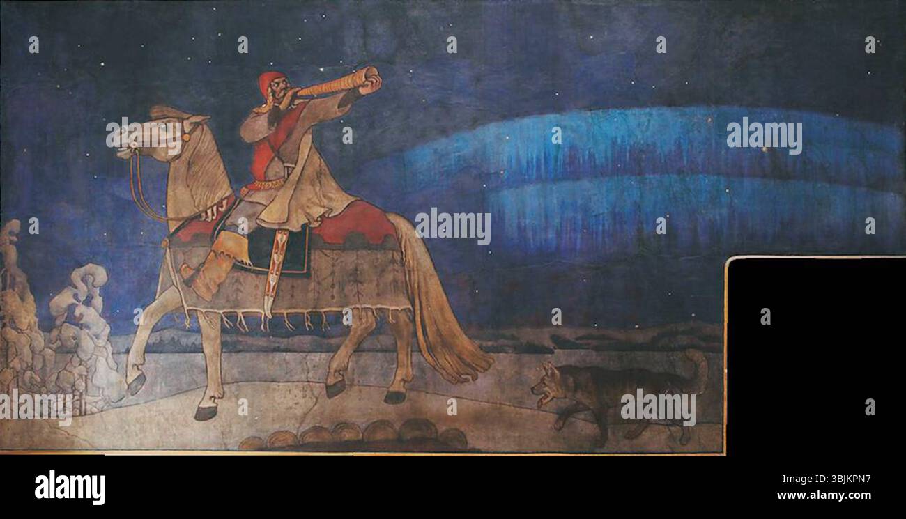 Akseli Gallen-Kallela’s 1901 mural 'Kullervo Sets Off for War' depicts ...