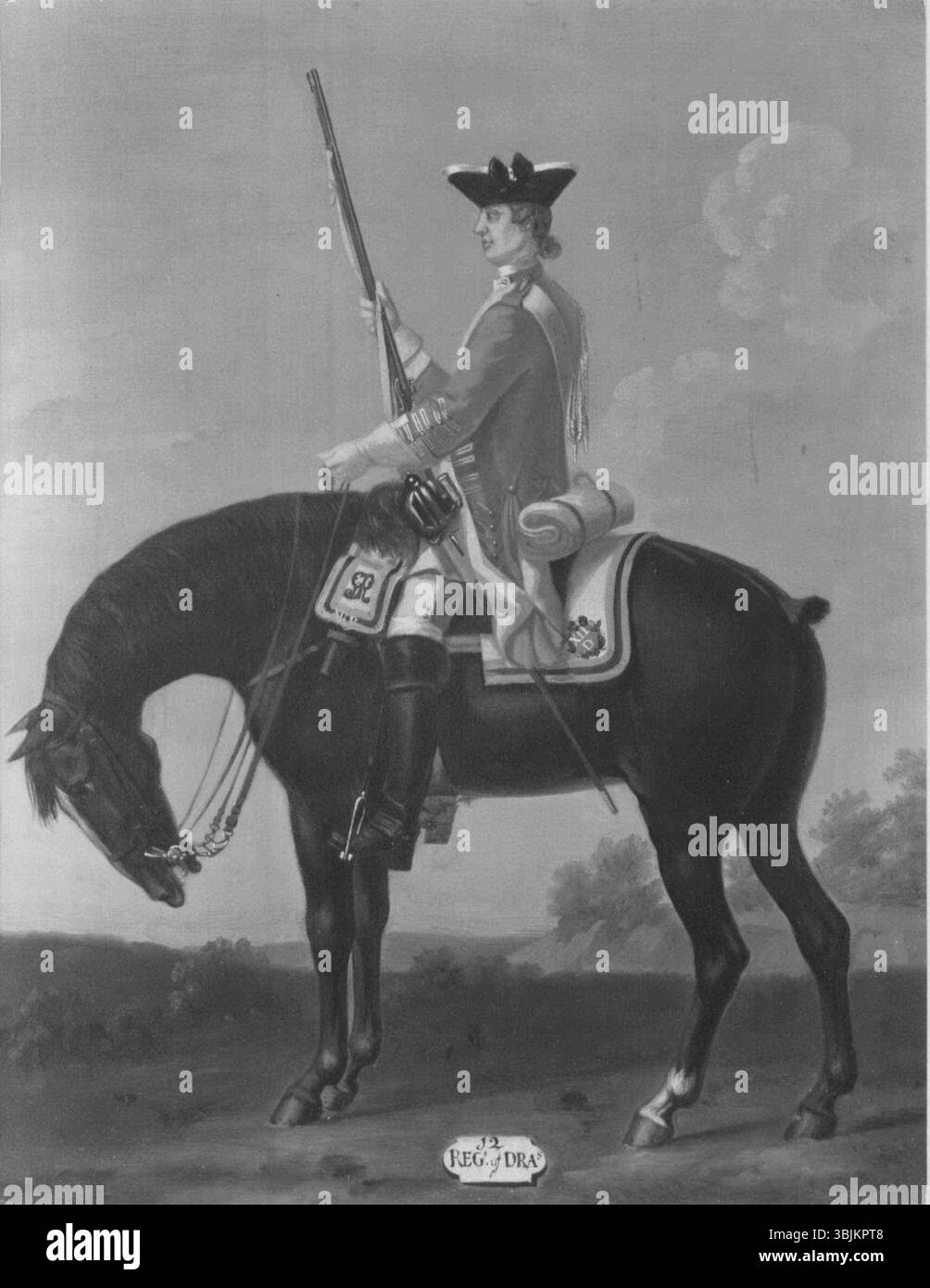 David Morier’s 1751 painting 'Private, 12th Dragoons' depicts a soldier ...