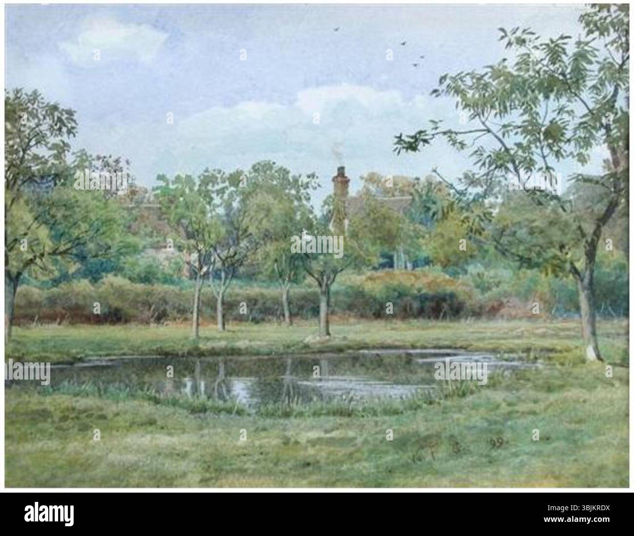 William Fraser Garden's 1899 watercolor painting depicts a rural ...