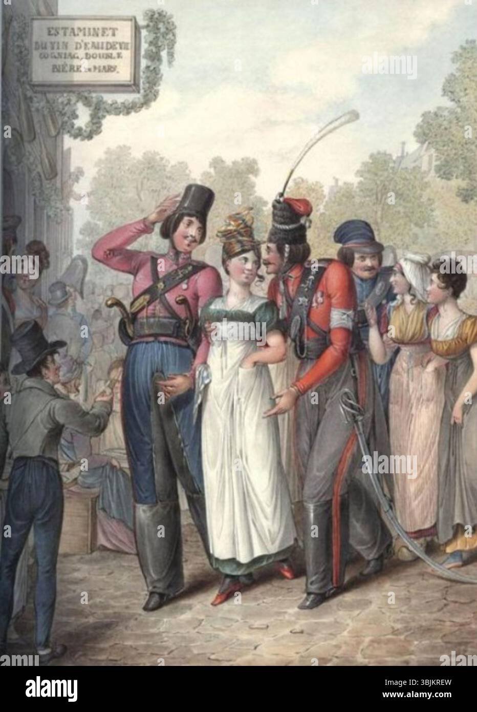 *Russian Cossacks in Paris* by Georg Emanuel Opiz (circa 1814) depicts ...