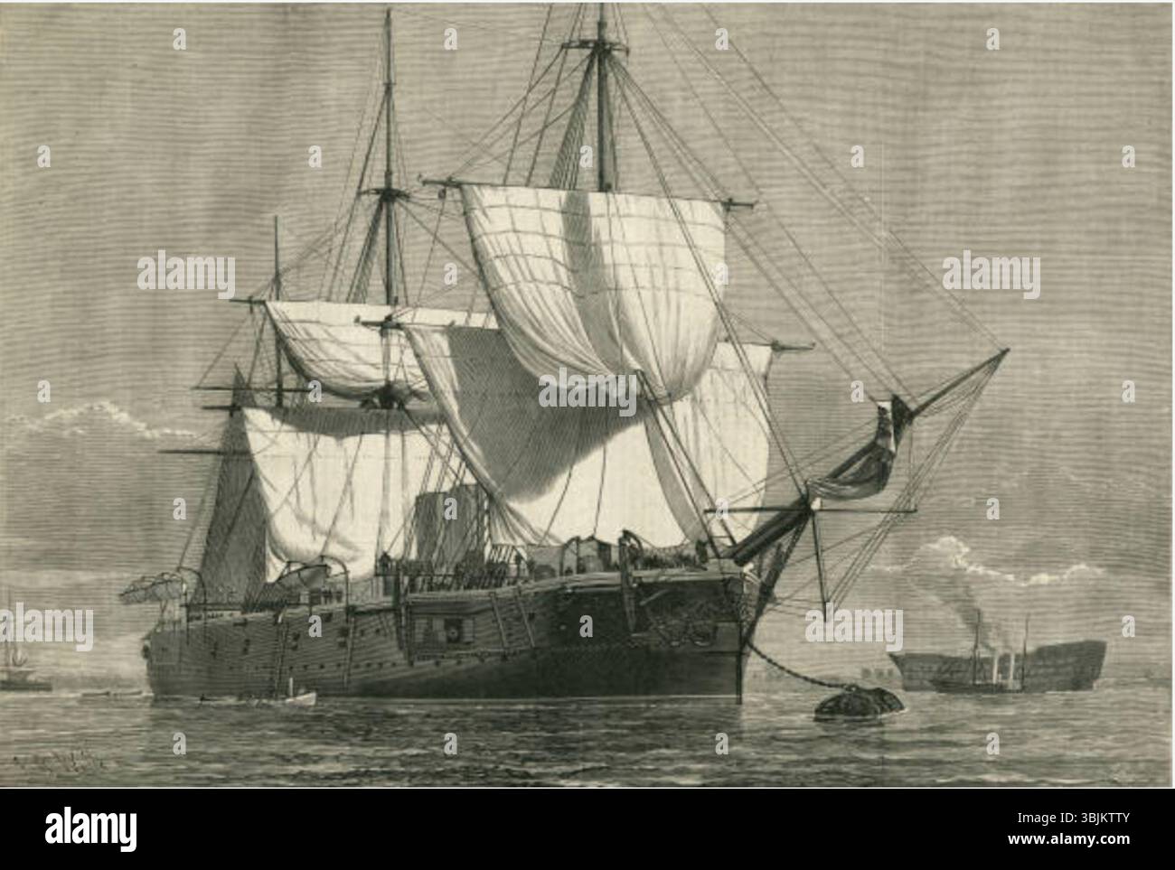 The illustration of 'H.M.S. Northampton' by Josiah Robert Wells ...