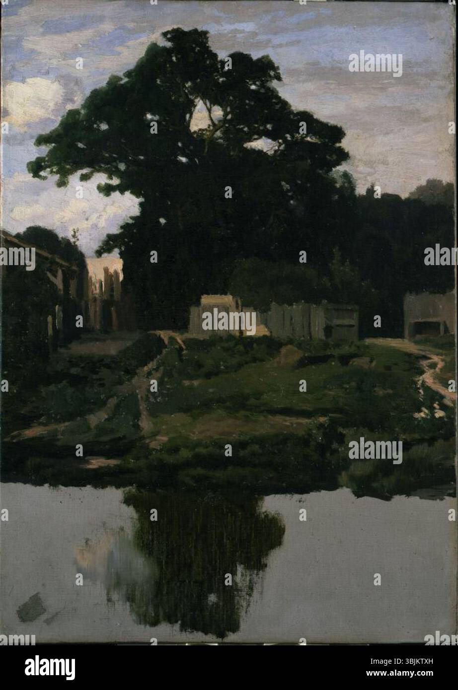 ‘Landscape Study (Tree, Structures, and Pond)’ (1862) by Martín Rico y ...