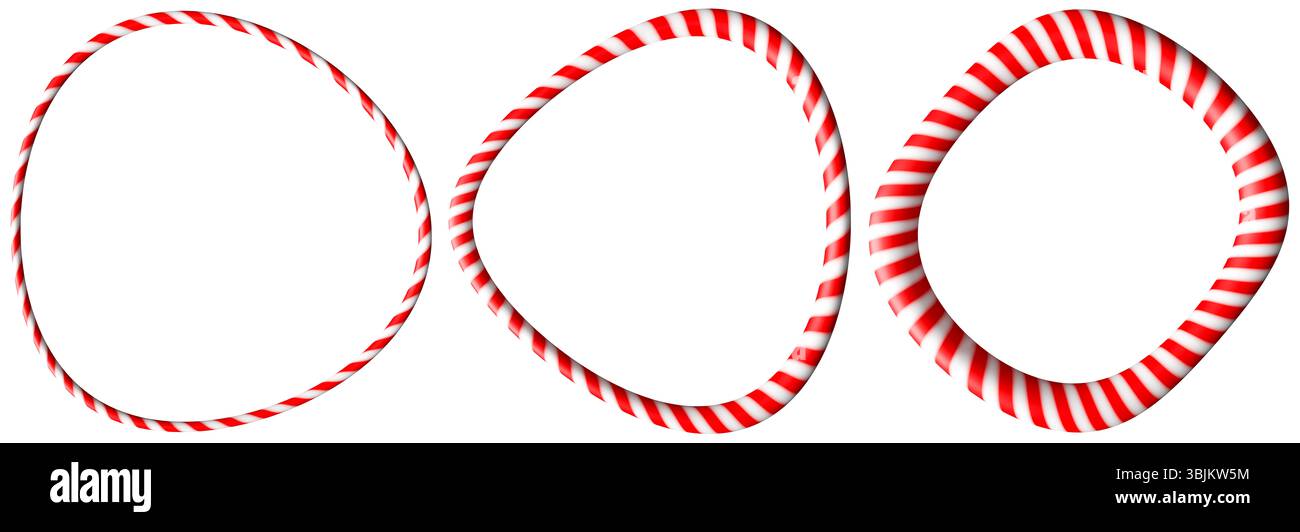 Festive Christmas elements showcase vibrant candy cane round frames ...