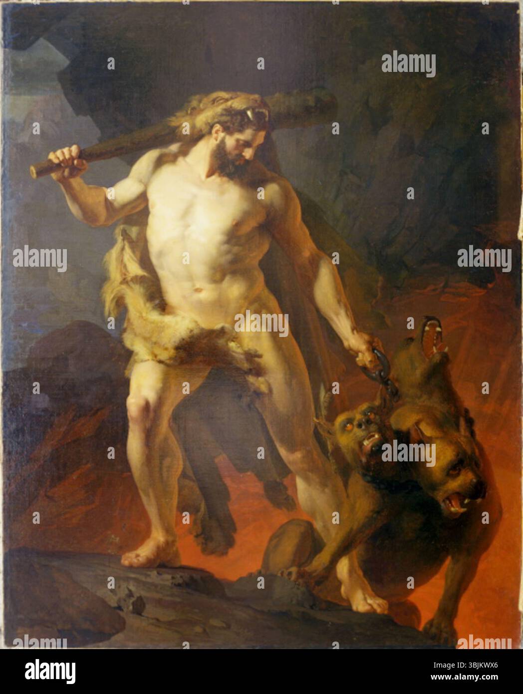 Johann Köler’s 1855 painting ‘Herakles Bringing Cerberus from Hell ...